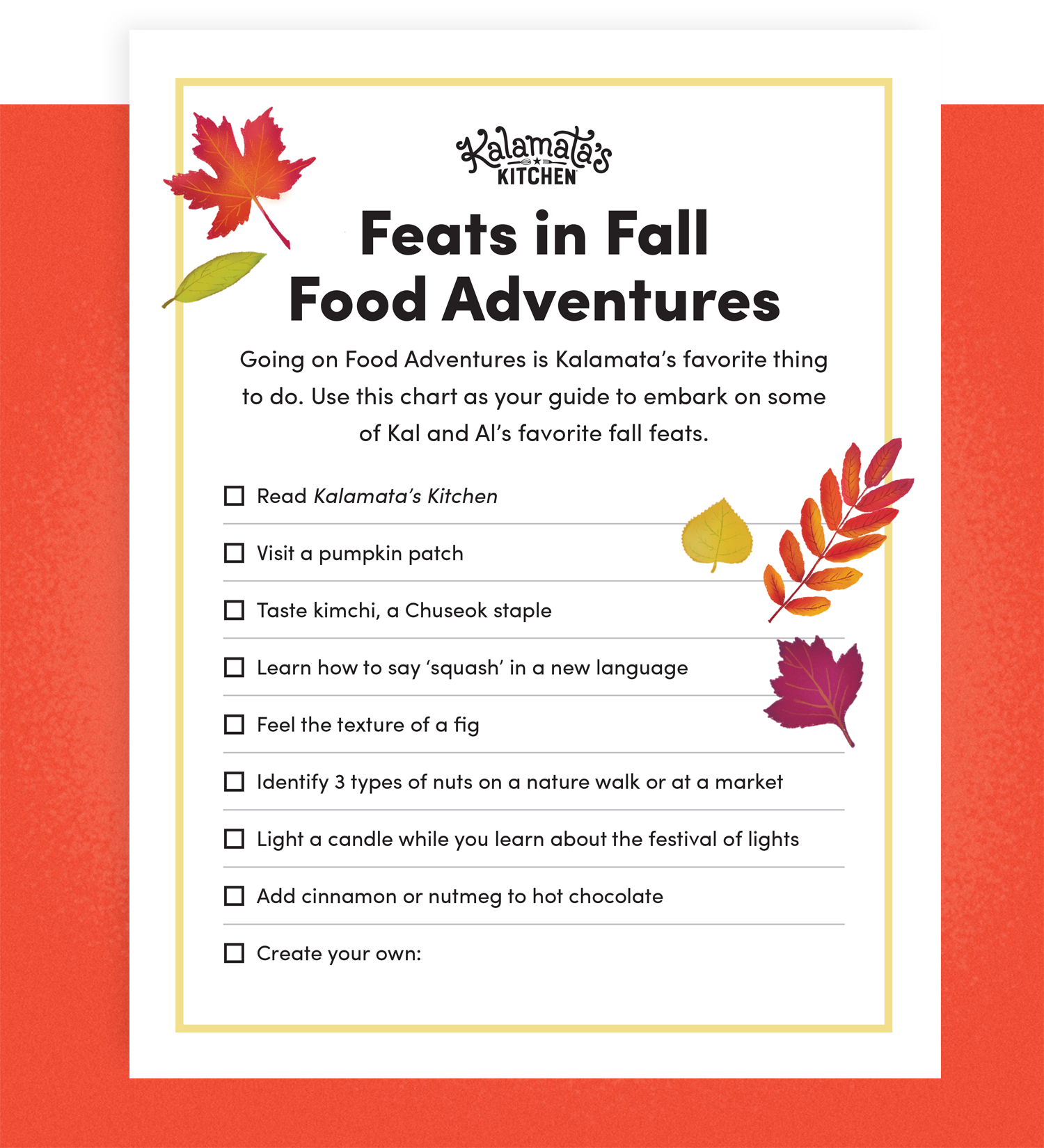 Fall Food Adventure Guide – Kalamata's Kitchen
